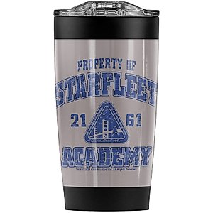 Star Trek Old School Athletic Starfleet Academy Stainless Steel Tumbler 20 oz Coffee Travel Mug/Cup, Vacuum Insulated & Double Wall with Leakproof Sliding Lid | Great for Hot Drinks and Cold Beverages