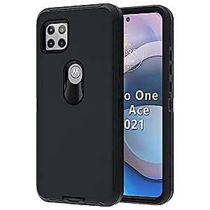 NUFR for Moto One 5G Ace Case,Motorola One 5G Ace 2021 Heavy Duty case[ with Clip], [Shockproof] [Dropproof] [Dust-Proof], Compatible with Motorola one 5G ace (Black)