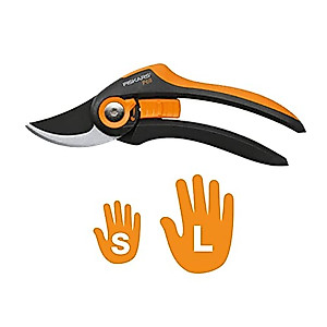 Fiskars SmartFit Pruner Bypass P68, Cutting Diameter Adjustable Up to 5/8" Cut, Steel Blades with Non-stick Coating/Fiberglass Reinforced Plastic Handles, Length:8 inches, Black/Orange, 391171-4001