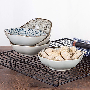 VanEnjoy 4 pcs Colorful Glaze Flower Pattern Ceramic Soy Sauce Dipping Bowls Appetizer Plates Serving Dishes Condiment Dish