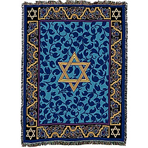 Pure Country Weavers Magen David Blanket - Star of David - Gift Hanukkah Tapestry Throw Woven from Cotton - Made in The USA (72x54)