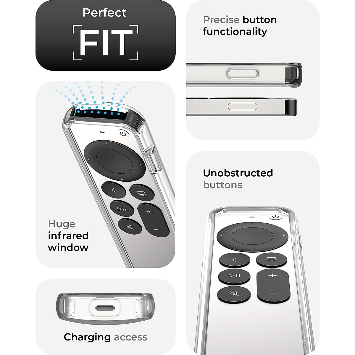 TotalMount Air Rim Case for Apple TV Remotes – Slim, Hybrid Apple TV Remote Case with Ultimate Drop Protection – Clear