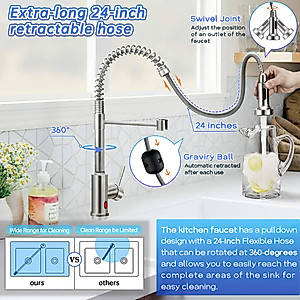ARRISEA Touchless Kitchen Faucet with Pull Down Sprayer, Infrared Motion Brushed Nickel Spring Sink Faucets with 10'' Deck Plate, Single Handle Stainless Steel Sink Faucet Suit to 3 Holes Countertop
