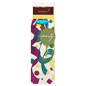 Papyrus 14" Beverage Gift Bag with Tissue Paper (Glitter Celebration) for Birthdays, Weddings, Bridal Showers and All Occasions (1 Bag, 8-Sheets)