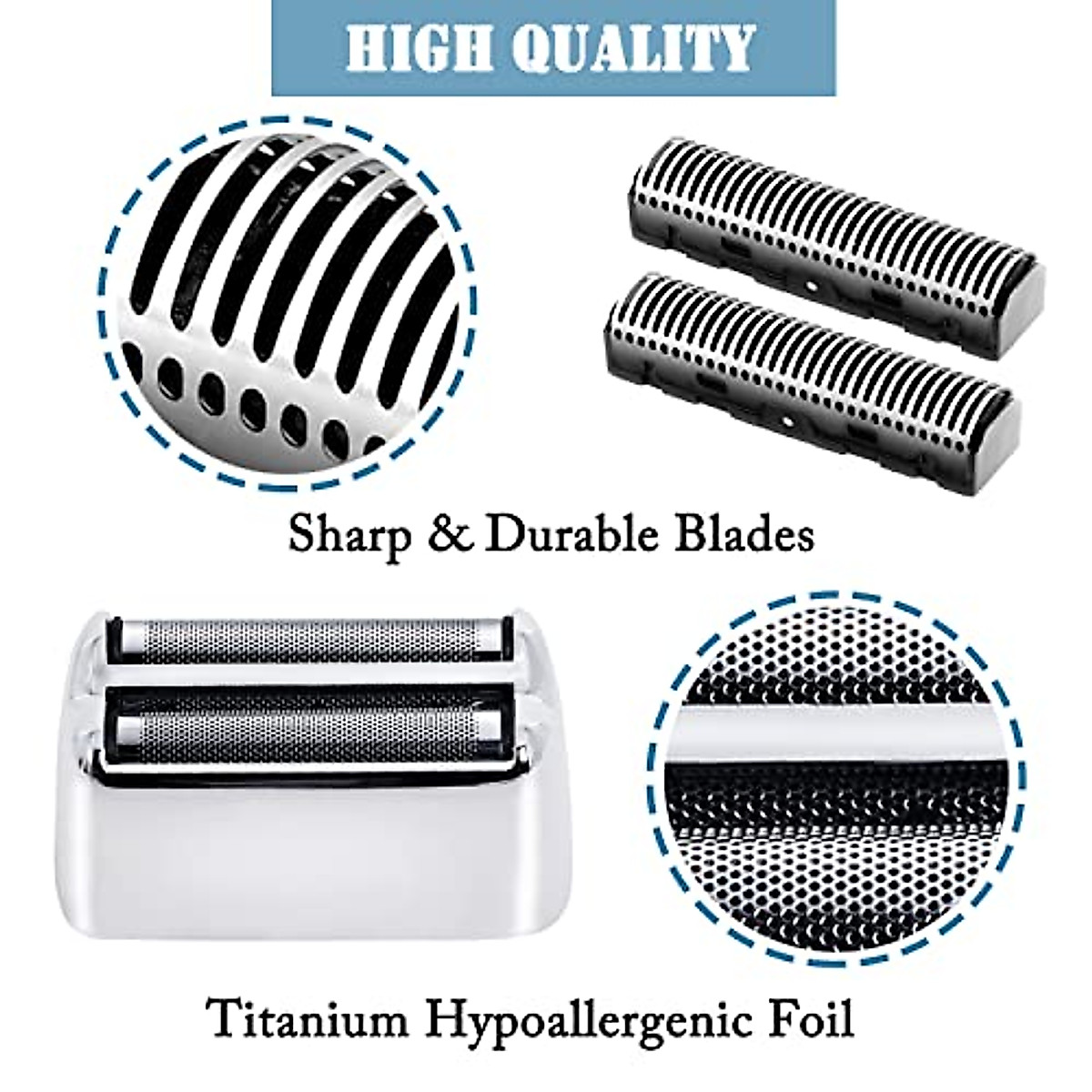 FXFS2 Replacemnet Foil and Cutter Compatible with Bab-yli-ss PRO Barbe-rology Double Foil Shaver, Shaver Head for Bab-yli-sspro Replacement Blade