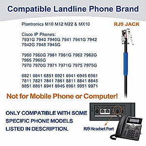 Wantek Phone Headset with Microphone Noise Cancelling, RJ9 Telephone Headsets Compatible with Cisco Office Phones 7940 7942 7945 7960 7962 7965 7811 7821 8811 8841 8845 8851 Plantronics M12 M22