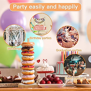 Donut stand, 4PCS Wooden Donut Stand Display Farmhouse Donut Holder, Reusable Bagel Holder Tower Stand, Suitable for Weddings, Birthday Parties, All Kinds of Parties, Baby Shower (4 packs-Square)