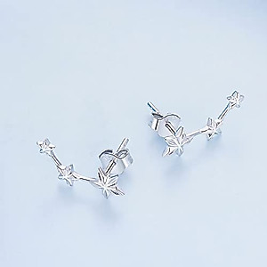 Simple Star Earrings 925 Sterling Silver Fashion Personality Shining Samsung Earrings Suitable for Young and Beautiful Women