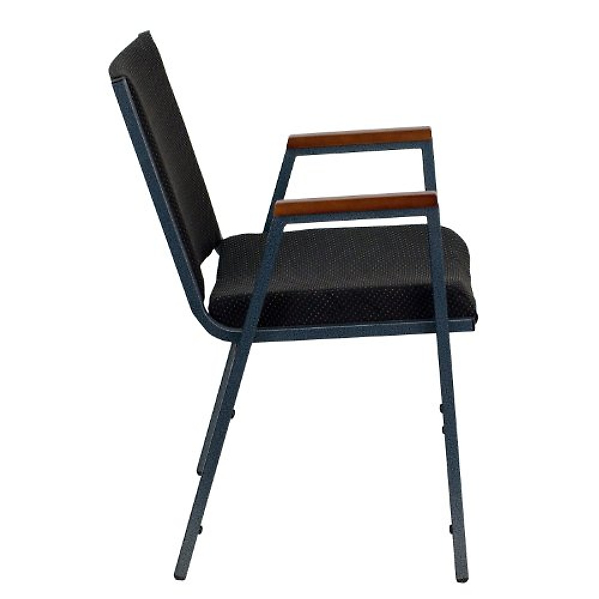 Flash Furniture HERCULES Series Heavy Duty Black Dot Fabric Stack Chair with Arms and Ganging Bracket