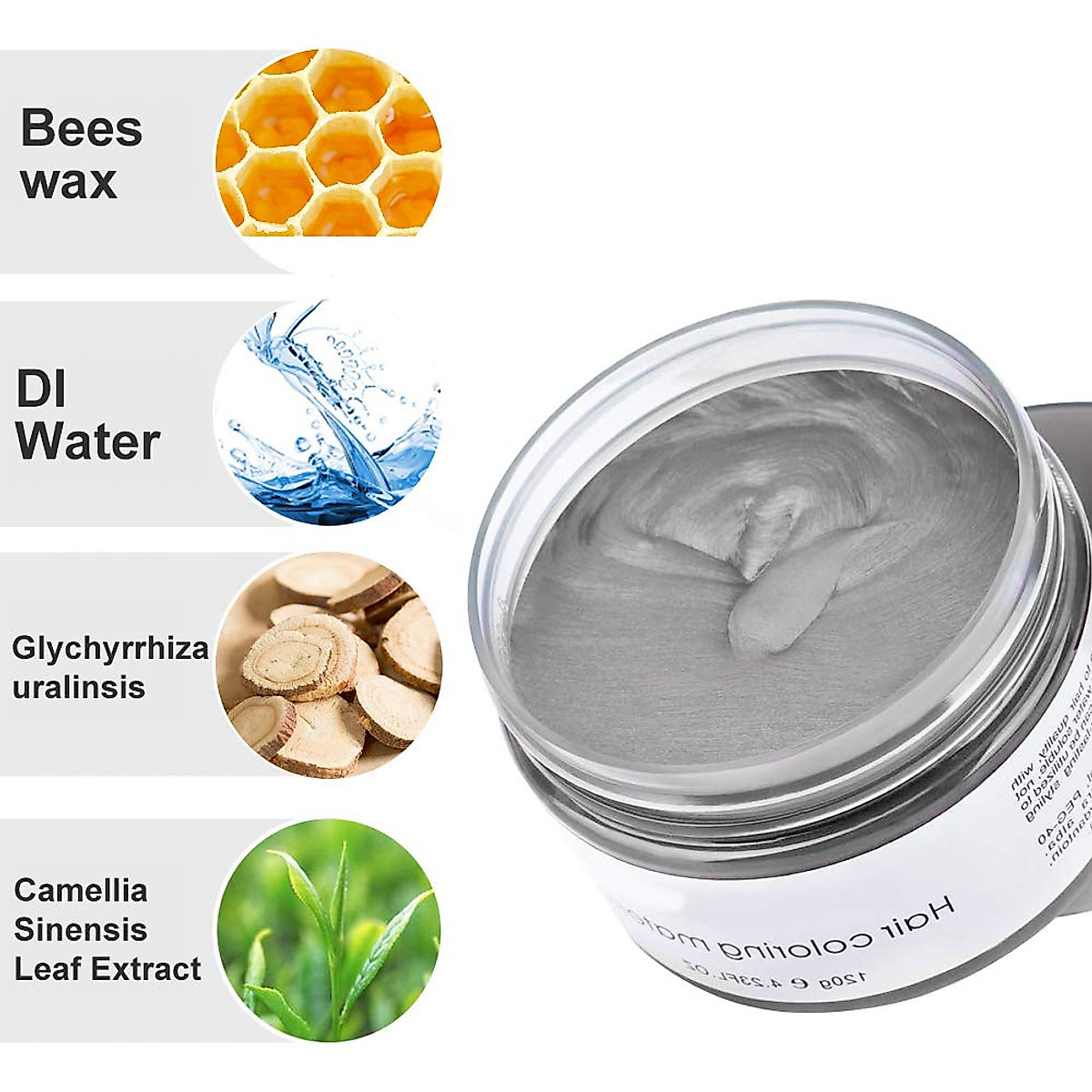 Acosexy Grey Hair DyeTemporary Hair Wax,4.23oz Instant Hairstyle Mud Cream, Natural Hair Coloring Wax Material Disposable Hair Styling Clays Ash for Cosplay,Party,Masquerade, Halloween.etc (Sliver)