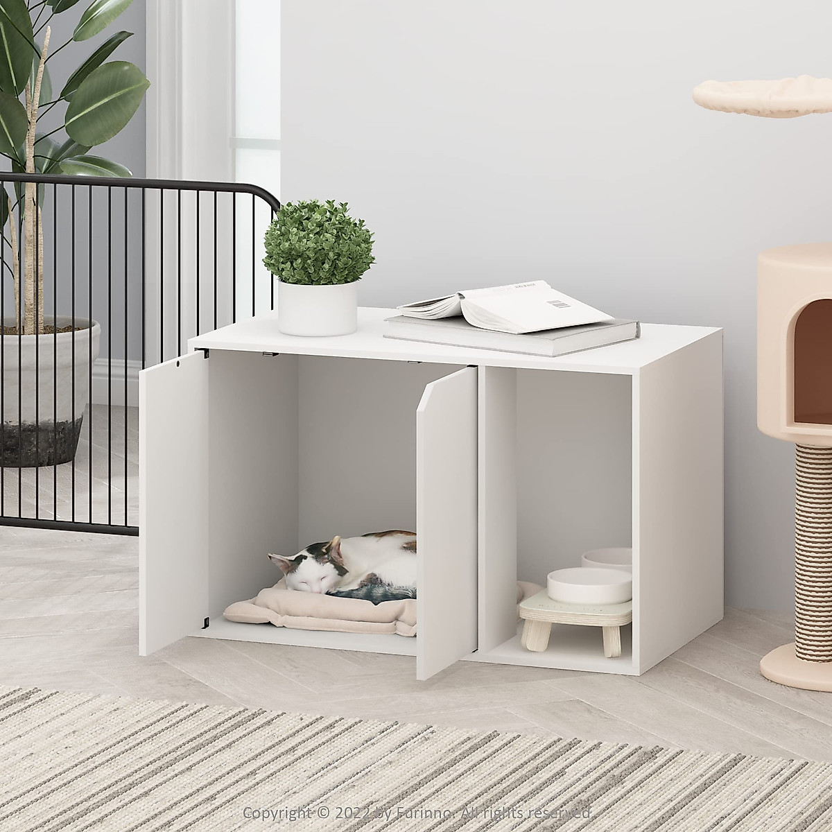 Furinno Peli Litter Box Enclosure, Solid White