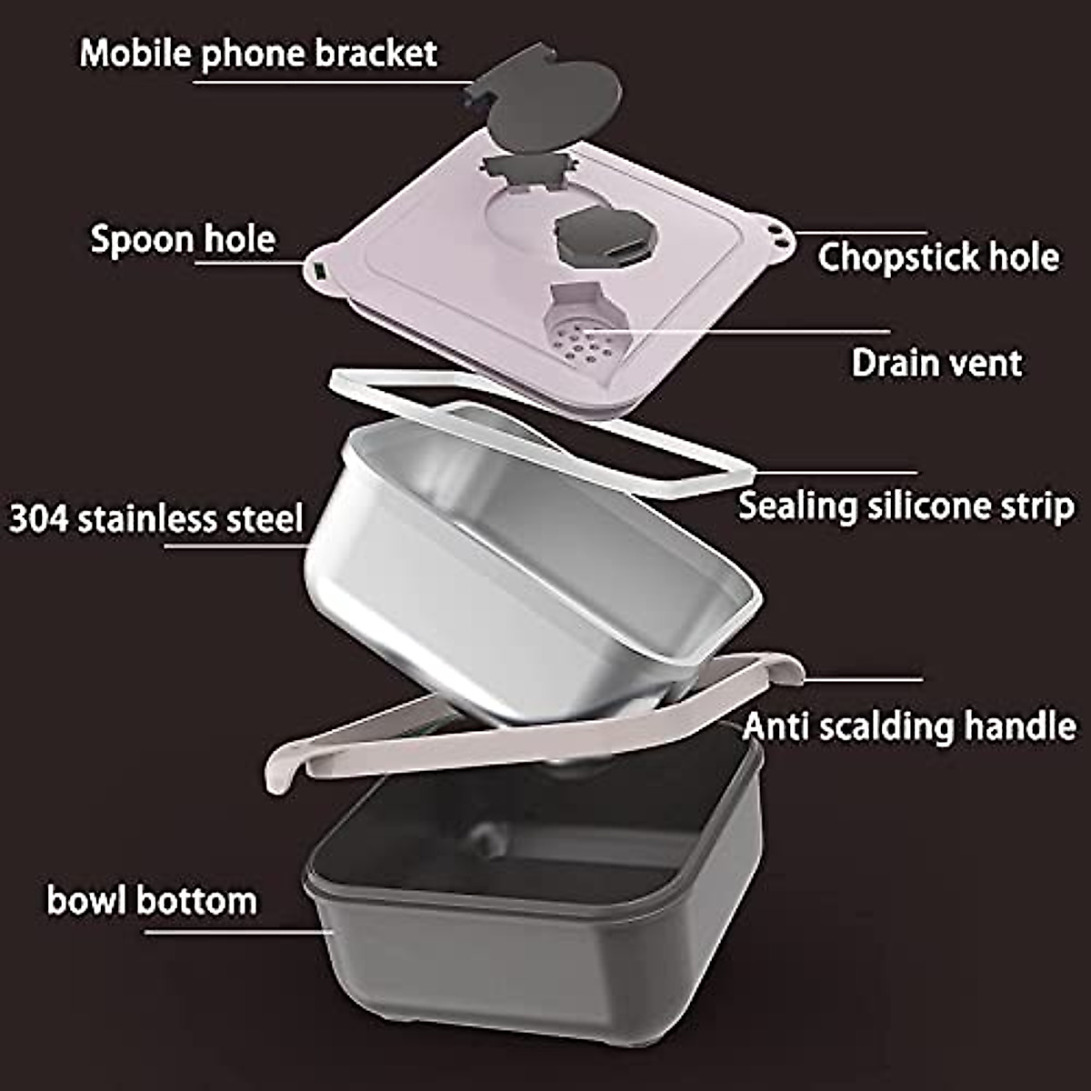 DoxiGlobal Ramen Bowl Stainless Steel Lunch Box Noodle Bowls for Office College Dorm Room Instant Cooking -1.3L (Blue)