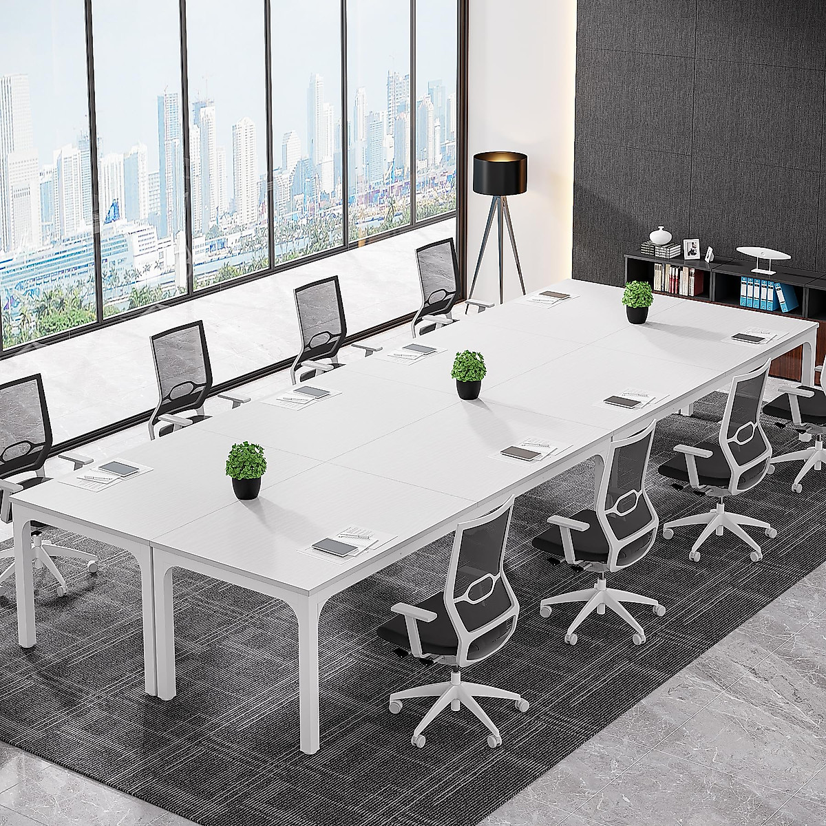 Tribesigns 78.74-Inch Conference Table Set,13FT Conference Room Table, Large Rectangle Meeting Seminar Tables Set,Long Business Tables (Chair not Included) (2, White, 2 Pack)