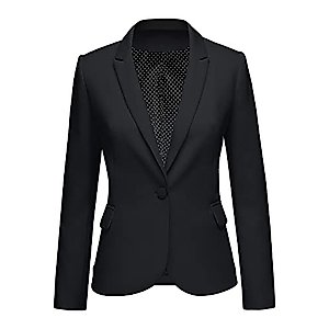LookbookStore Jackets Casual Blazers for Women Fashion 2023 Black Jacket Suit Notched Lapel Work Office Jacket Suit 2023 Office Clothes Size Medium Women Blazer Size 8 Size 10