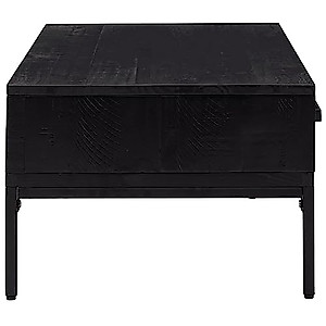 QJBSAVVA Coffee Table Black 35.4"x19.7"x13.8" Solid Wood Pine,Living Room Furniture Side Tables Narrow Bedside Tables Suitable for Meeting Rooms, Reception Rooms, Offices