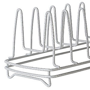 Laura Ashley Lid Organizer for Pots & Pants, in Cabinet or Countertop Speckled Kitchen Collection, 13.6"x 5.3"x 5.4", White