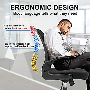 IPKIG Foldable Office Chair - Home Office Desk Chairs with Flip-Up Arms and Foldable Backrest, Mesh Computer Chair Foldable Executive Office Chair (Black)