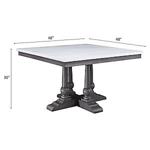 Acme Yabeina Artificial Marble Square Top Dining Table in White and Gray Oak