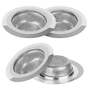 Ohtomber 4 Pack Sink Strainer - Stainless Steel Kitchen Sink Strainers for Kitchen Sink with Large Wide Rim 4.5" Diameter, Sink Food Catcher Drain Strainer Cover for Most Kitchen Sink Drain