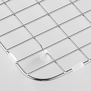 CIPOTAL 25 in. x 12.8 in. Centre Drain Sink Protector with Supersoft Silicone Feet in 304 Grade Stainless Steel