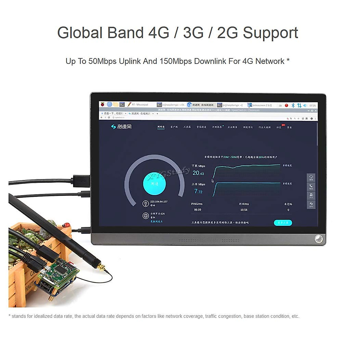LTE Cat-4 4G / 3G / 2G GNSS Positioning Global Band HAT for Raspberry Pi Based on SIM7600G-H Wireless Communication Telephone Call SMS for Pi Zero/Zero W/PC @XYGStudy (SIM7600G-H 4G HAT (B))
