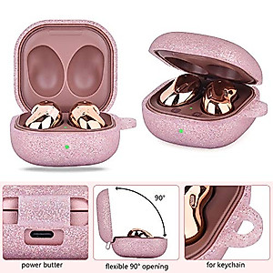 VISOOM Silicone Case Compatible with Samsung Galaxy Buds 2 Pro/Buds Live/Buds Pro-2022 Soft Carrying Case Protective Wireless Charging Cover Skin Accessories Keychain for Women&Girls (Rose Gold)
