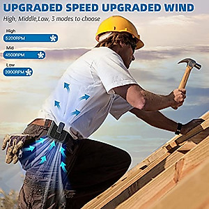 Mini 8000mAh Personal Waist Clip Fan, 3 Speeds, 2A Fast Charge, USB Rechargeable Battery Operated, Belt Shirt Body Necklace Wearable Fan Portable for Working, Climbing, Hiking, Outdoor Activity