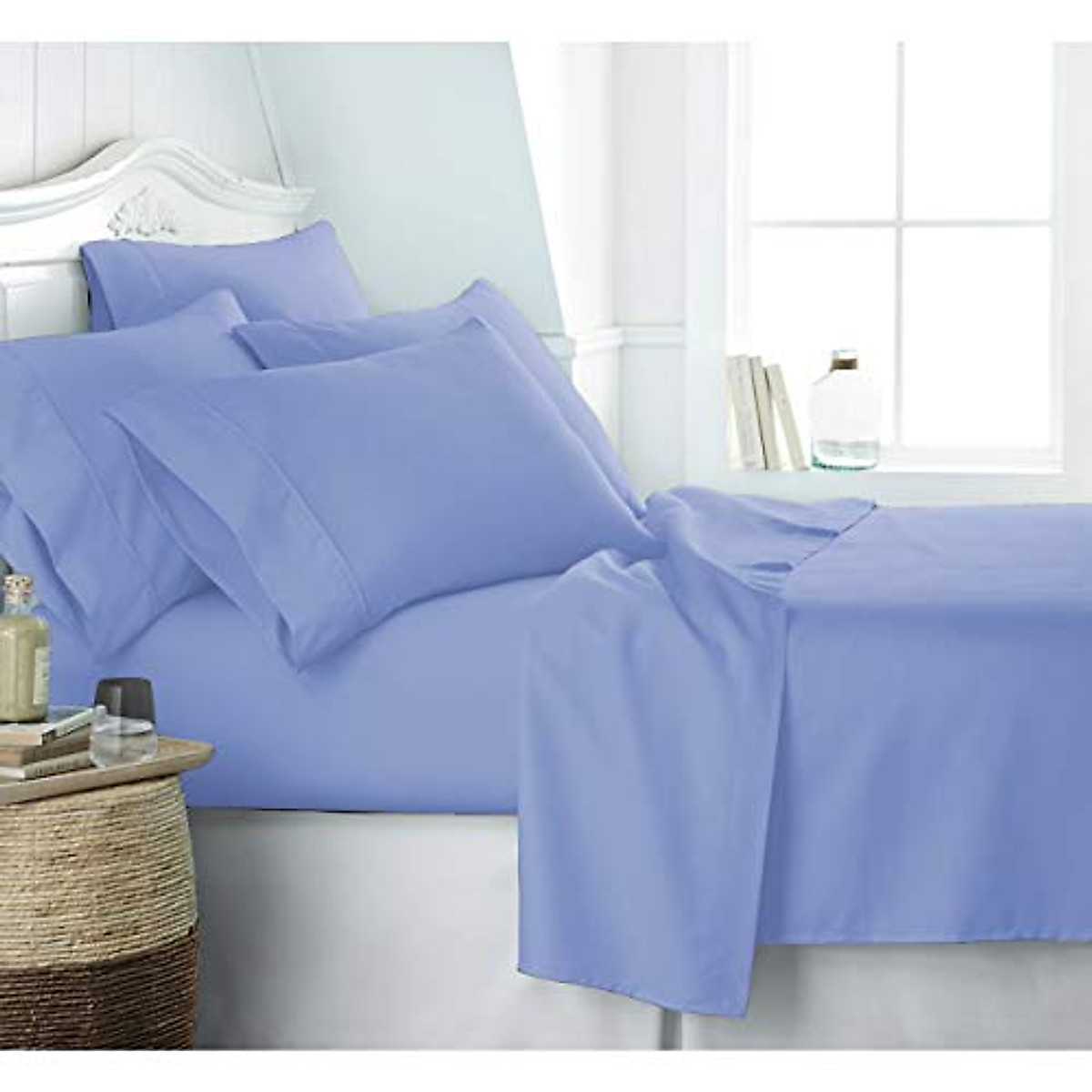 Audley Home 600 Thread Count 100% Egyptian Cotton, 3 Piece Bedsheet Set, 18” Deep Pockets, Smooth & Soft Sateen Weave, Hotel Quality (Light Blue, Twin XL)