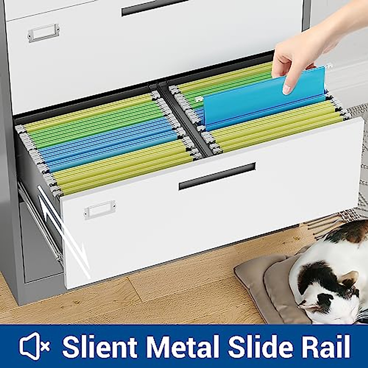 Fesbos 4 Drawer Lateral File Cabinet with Lock, Metal Steel Filling Cabinets for Home Office, Lockable Storage Cabinet for Hanging Files Letter/Legal/F4/A4 Size-Assembly Required