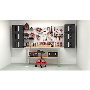 Crownwall Pro Series Fully Assembled Wall Cabinet, Garage Storage, Home Organizer Storage System (Black with Silver Handles)