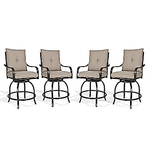 Ulax Furniture Outdoor Swivel Counter Stools Patio Bar Chairs with 100% Olefin Cushion (Set of 4)
