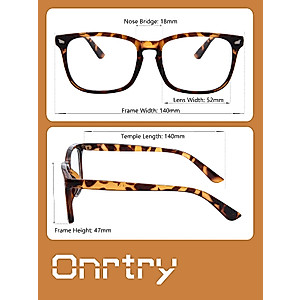 Onrtry Non Prescription Glasses for Men Women Square Clear Lens Eyeglasses (Tortoise)