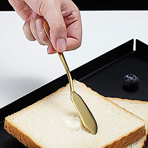 Gold Serving Spoons 10 Pieces, Kyraton Serving Utensils, Serving Set Include 3 Serving Spoon, 3 Slotted Spoon, 1 Serving Fork, 1 Cake Server, 2 Butter Knife Spreaders