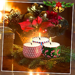 Yungyan Christmas Candle Tin Cans Set Metal Candles Tin Gifts Jars with Lids 8 oz Christmas Cookie Tins Candle Containers for Candle Making Storing Biscuits Tea Party Favors(24 Pcs)