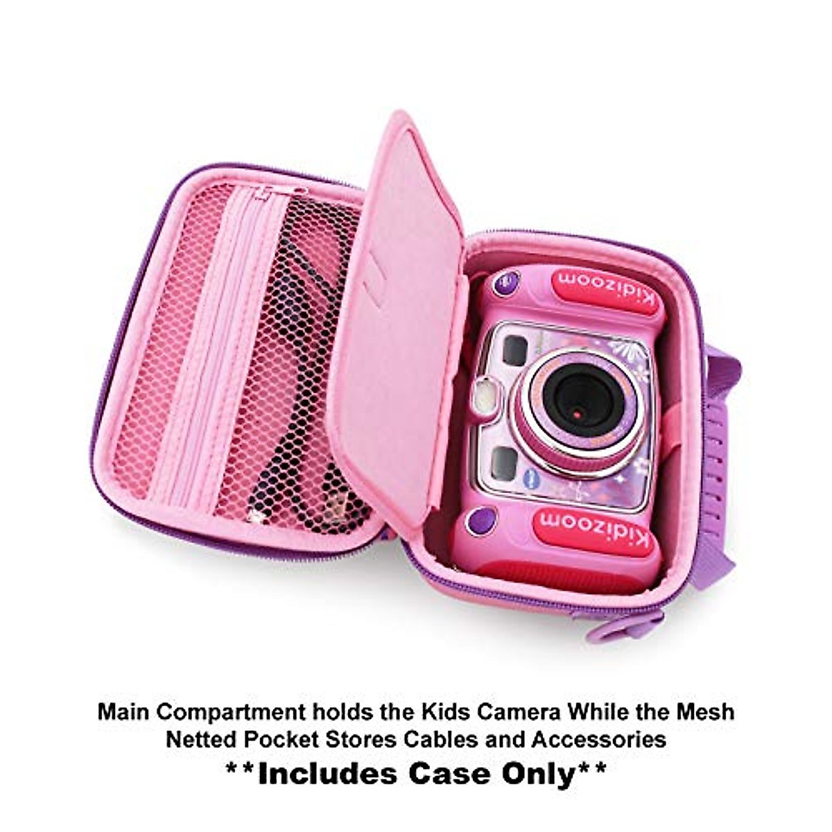 CASEMATIX Pink Camera Case Compatible with VTech KidiZoom Camera - Protective Travel Case with Shoulder Strap Compatible with VTech KidiZoom Duo Selfie Cam, Pix, Twist Connect and More!