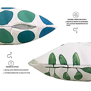 YJHAOTOU Throw Pillow Covers 18x18 Set of 4, Outdoor Waterproof Pillow Covers Green Double Sided Print Throw Pillow Covers for Patio Funiture Garden Sofa Bedroom Decorative Pillow Covers