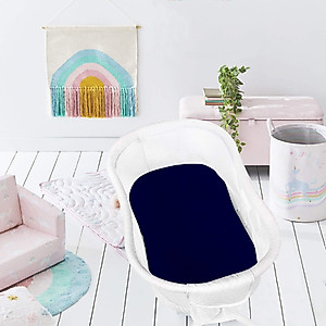 AMROSE Heavenly Soft Microfiber Bassinet Sheets, Compatible with Halo Bassinest Swivel Sleeper, 2 Pack Baby Sheet Set for Boys Girls, Gray & Navy Blue