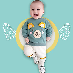 Little Bitty Toddler Baby Boys Clothes Long Sleeve Clothing Set Cute Cartoon Tops+Pants 2 Piece Outfits,Bear 12-18month/80cm
