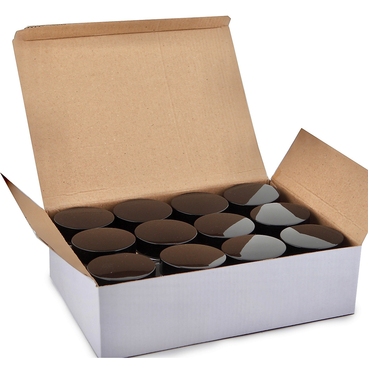 Vivaplex, 12, Clear, 4 oz, Round Glass Jars, with Inner Liners and black Lids