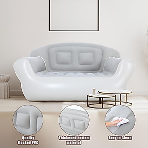 1 Piece Double Inflatable Camping Couch Outdoor Portable Blow up Movie Sofa Folding Lounge Chair Air Mattress for Adults Patio Beach Picnic Living Room Outside Indoor Furniture Without Pump