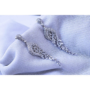 Wedding Bridal Bridesmaid Chandelier Cubic Zirconia Stud Earrings for Women, Crystal Tassel Long Chandelier Wedding Stud Earrings for Prom or Pageant