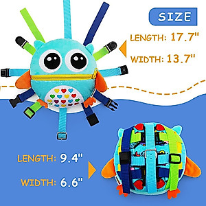 beetoy Sensory Buckle Pillow Zipper Toys for Toddlers 1-3, Toddler Travel Toys for Plane Keep Baby Busy Toys for Autistic Kids - Develop Fine Motor and Problem-Solving Skills