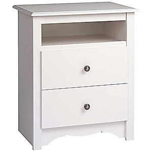 Sonoma 6 Drawer Double Dresser for Bedroom, White & Sonoma Nightstand with Open Shelf, White