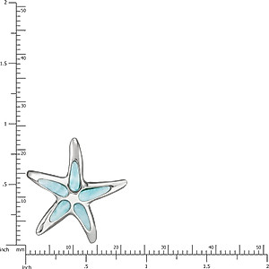 Aloha Jewelry Sterling Silver Natural Larimar Starfish Necklace Pendant with 18inch Box Chain blue ALA0788101