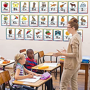 56 Pieces Alphabet and Number Bulletin Board Set Educational Bulletin Board Cards Early Learning Colors Shapes Cards Manuscript Alphabet Number Posters for Kindergarten Classroom Decorations