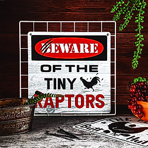 2 Sets Chicken Coop Signs Aluminum Chicken Coop Accessories The Fluffy Butt Hut Yard Signs Beware of Tiny Poultry Funny Signs for Farm Rooster Hen House Decoration, 12 x 8 Inches