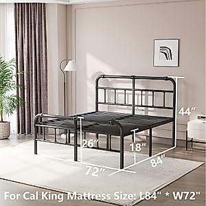Bedella California King Bed Frames with Headbaord and Footboard, 18 Inches High, Heavy Duty 3500lbs Steel Slats Support, Easy to Assemble, Noise Free, No Box Sprig Needed