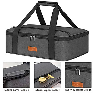 PFFVRP Insulated Casserole Carrier for Hot or Cold Food, Reusable Insulated Food Carrier for Potluck Parties, Picnic, Cookouts, Fits 11 x 15 or 9 x 13 Lasagna Pan, Casserole Dish, Baking Dish（Gray）