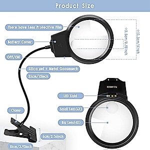 5D Diamond Painting Tools, LED Light with Magnifiers for Diamond Painting, 4X & 6X Magnifier LED Light with Clip and Flexible Neck, 5D Diamond Painting and Cross Stitch Tool Accessory Magnifier Lamp