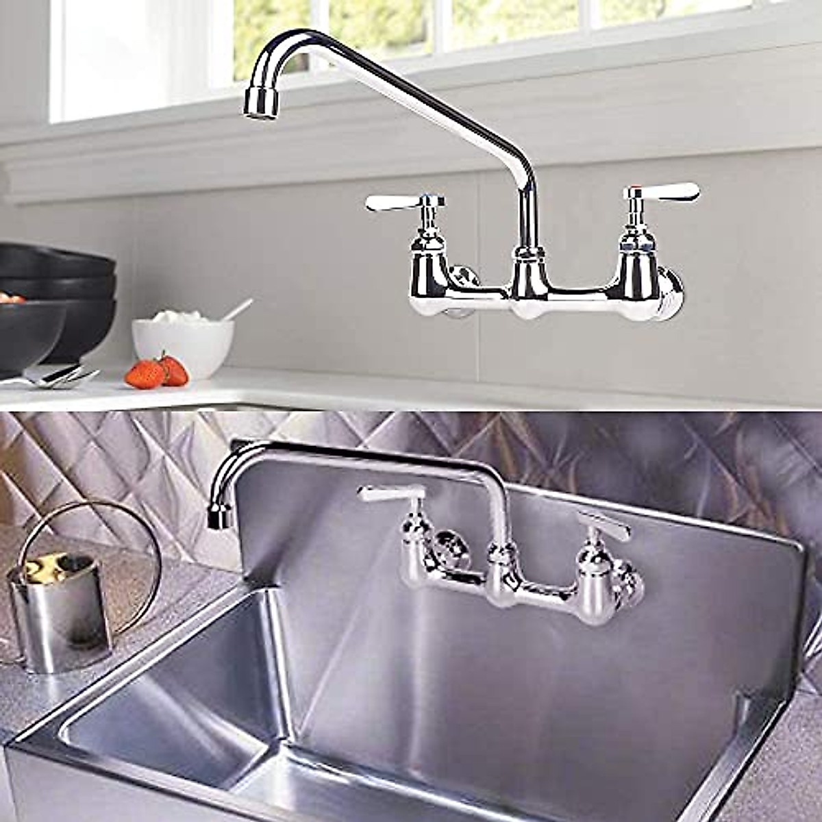 COOLWEST 12 Inch Swing Swivel Spout Replacement Kit for Commercial Kitchen Sink Faucet, 2.2 GPM Gooseneck Spout Nozzle Replacement Part, Chrome Finish